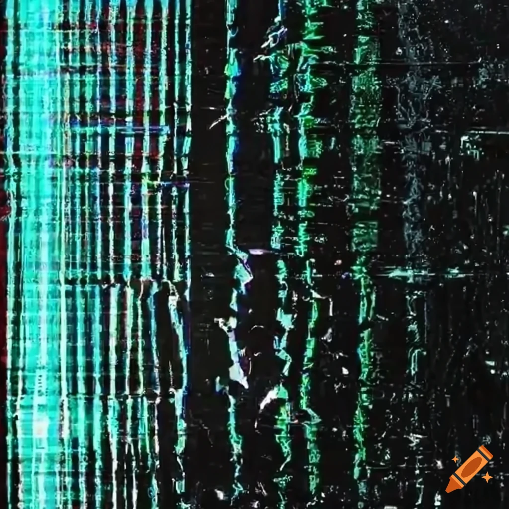 Abstract art of a glitching cracked screen