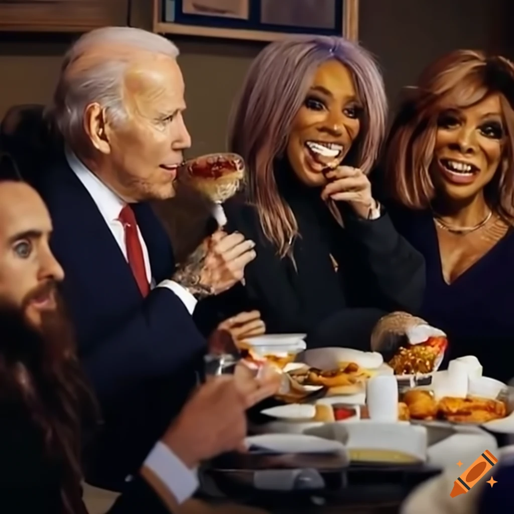 President joe biden celebrating at a birthday party with friends on Craiyon