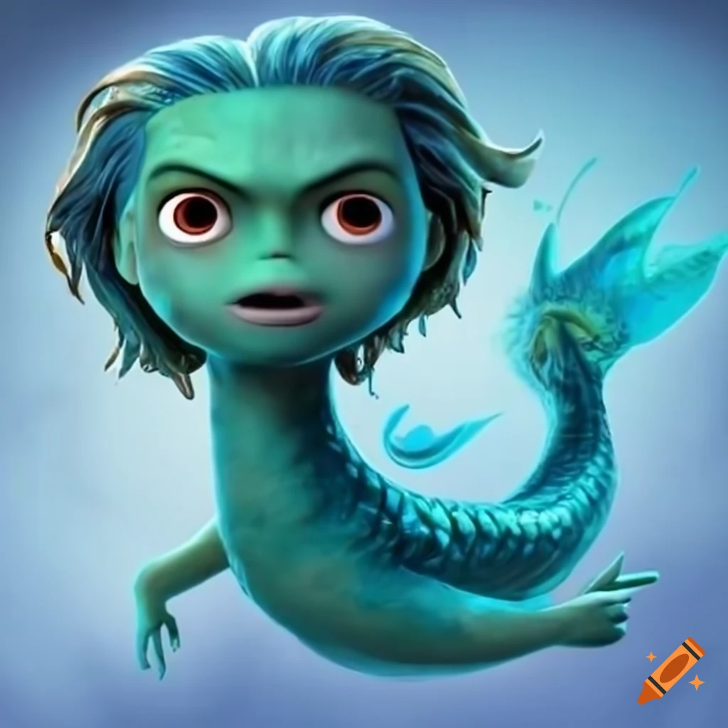 Illustration of steve harrington as a sea monster on Craiyon