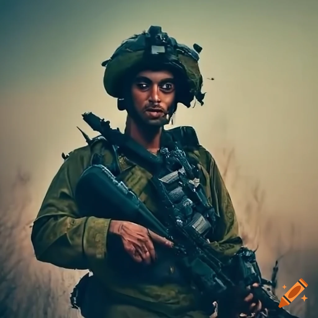 Image of a traumatized IDF soldier after a war on Craiyon