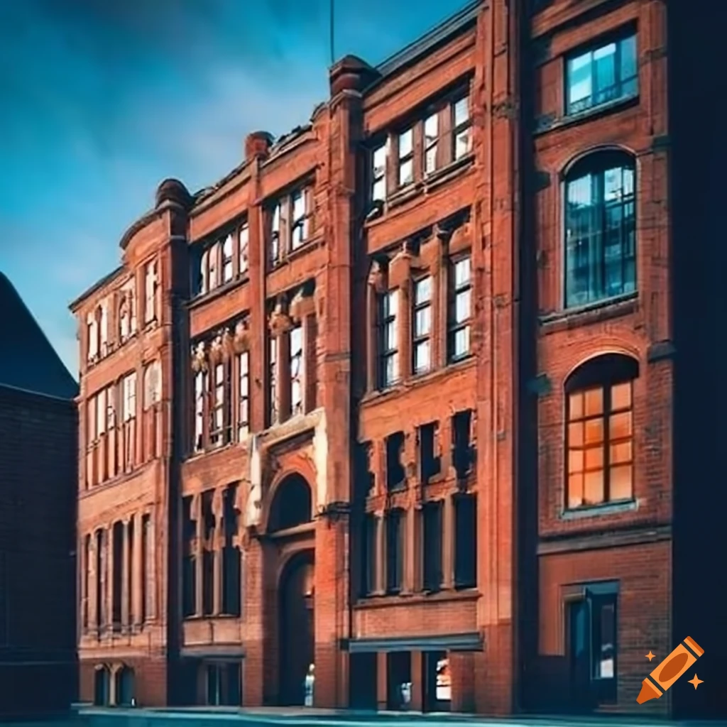 Red brick school building with grand entrance staircase. its surrounded ...