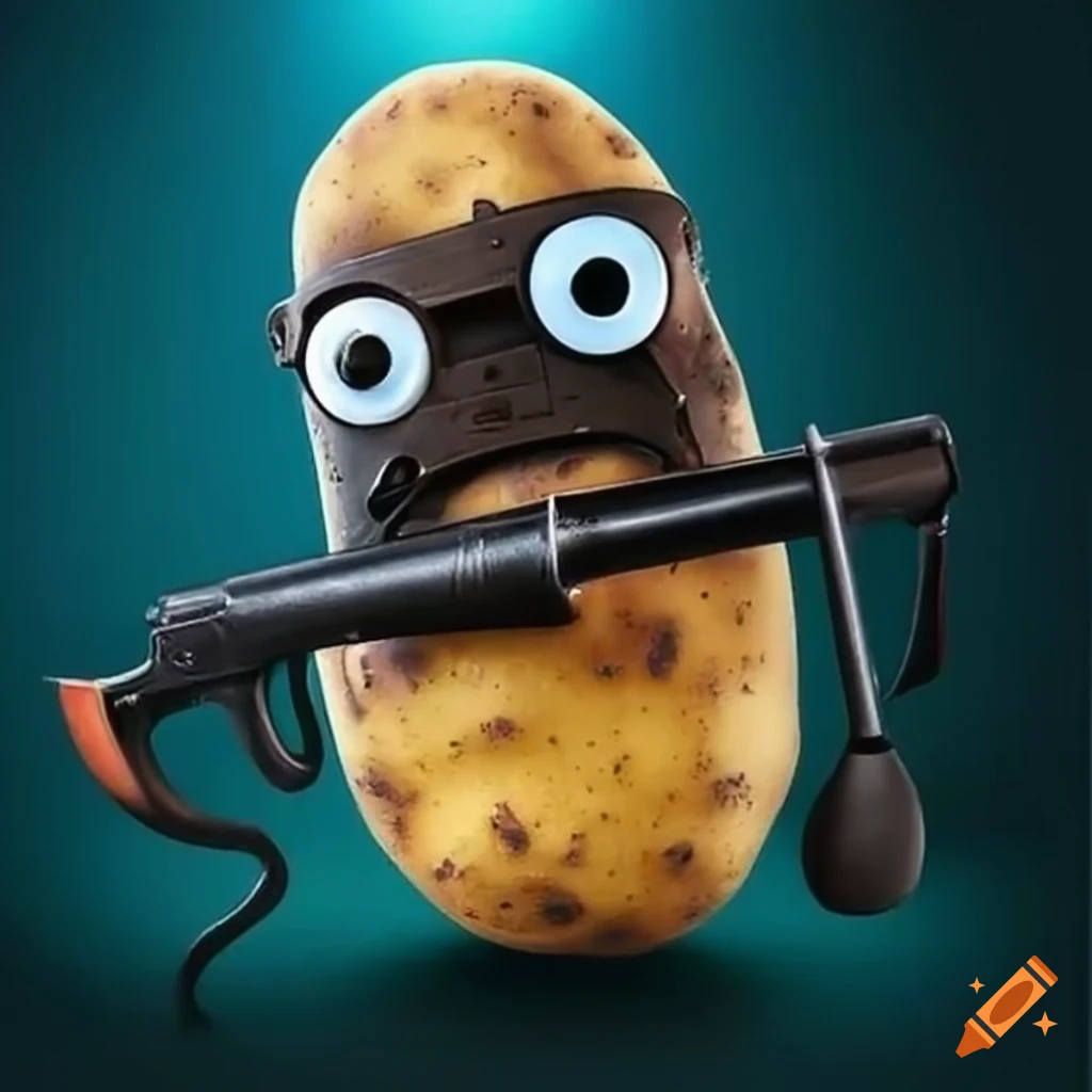 Potato with a potato gun on Craiyon