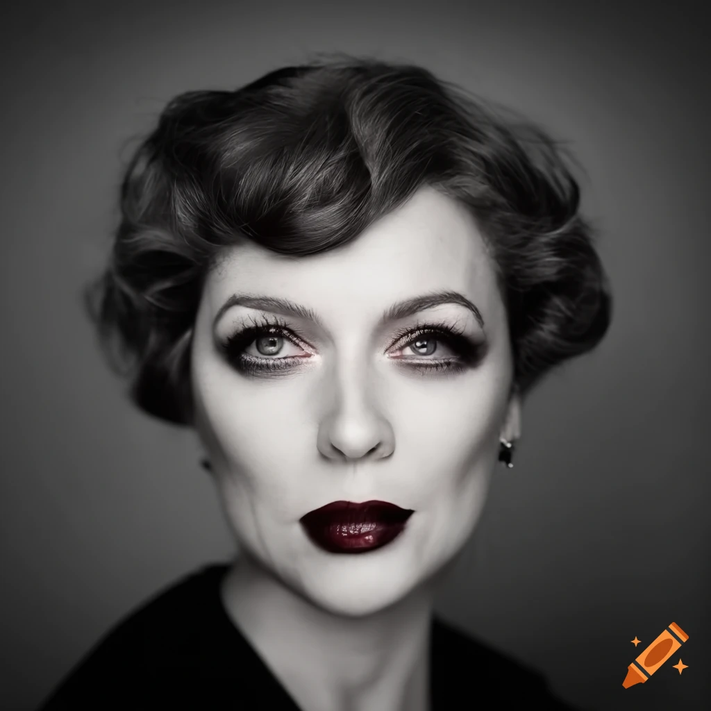 Portrait of carmen martín gaite with round makeup face