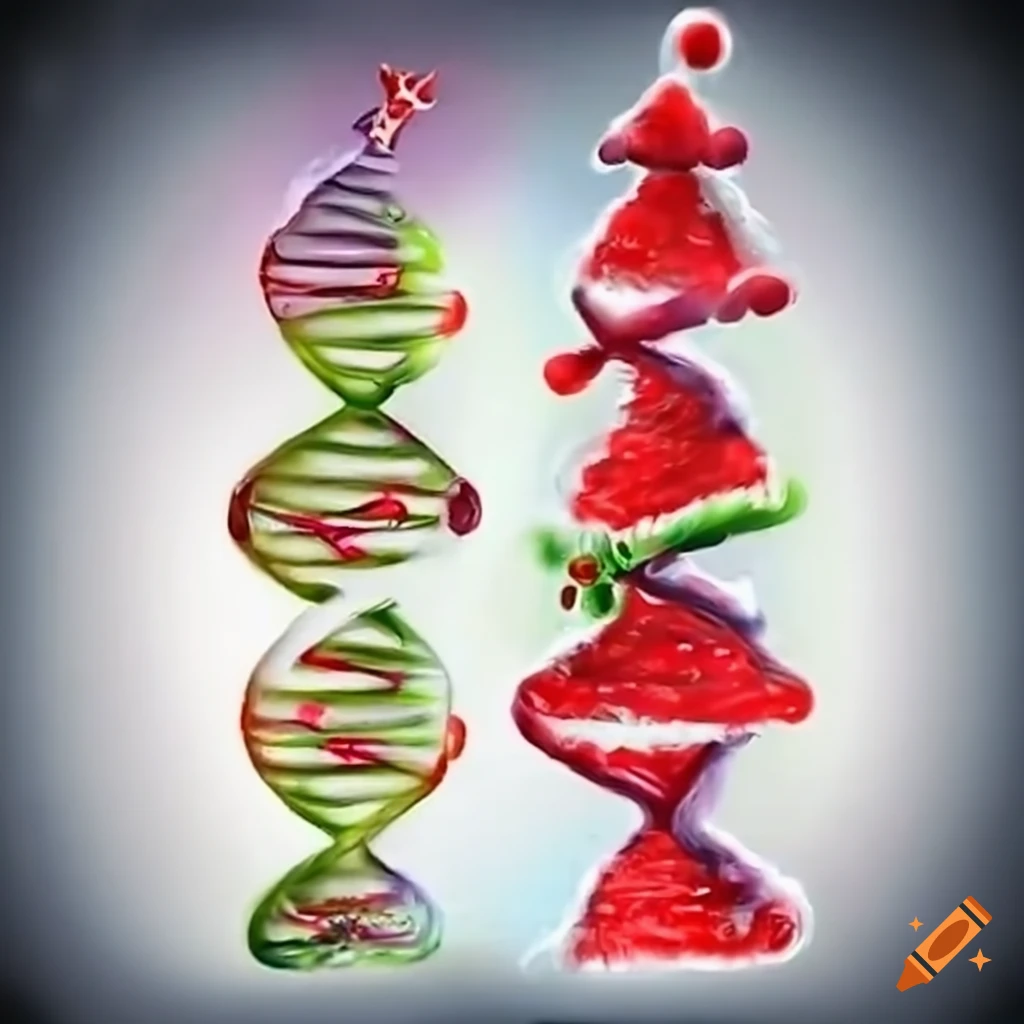 Christmas-themed dna illustration on Craiyon