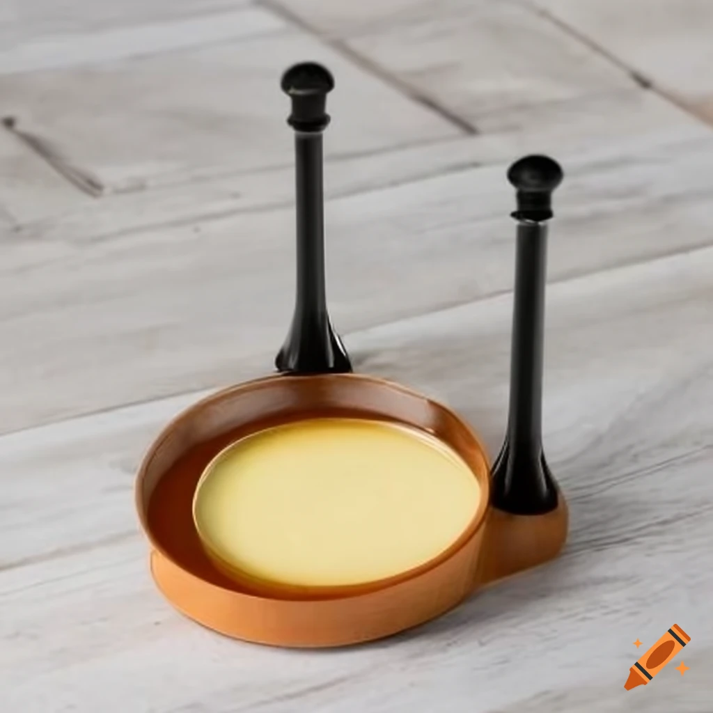 Flan servers standing on a dessert stand