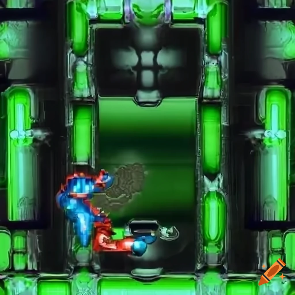 Side view of smooth glass pipe tiles in a metroid game