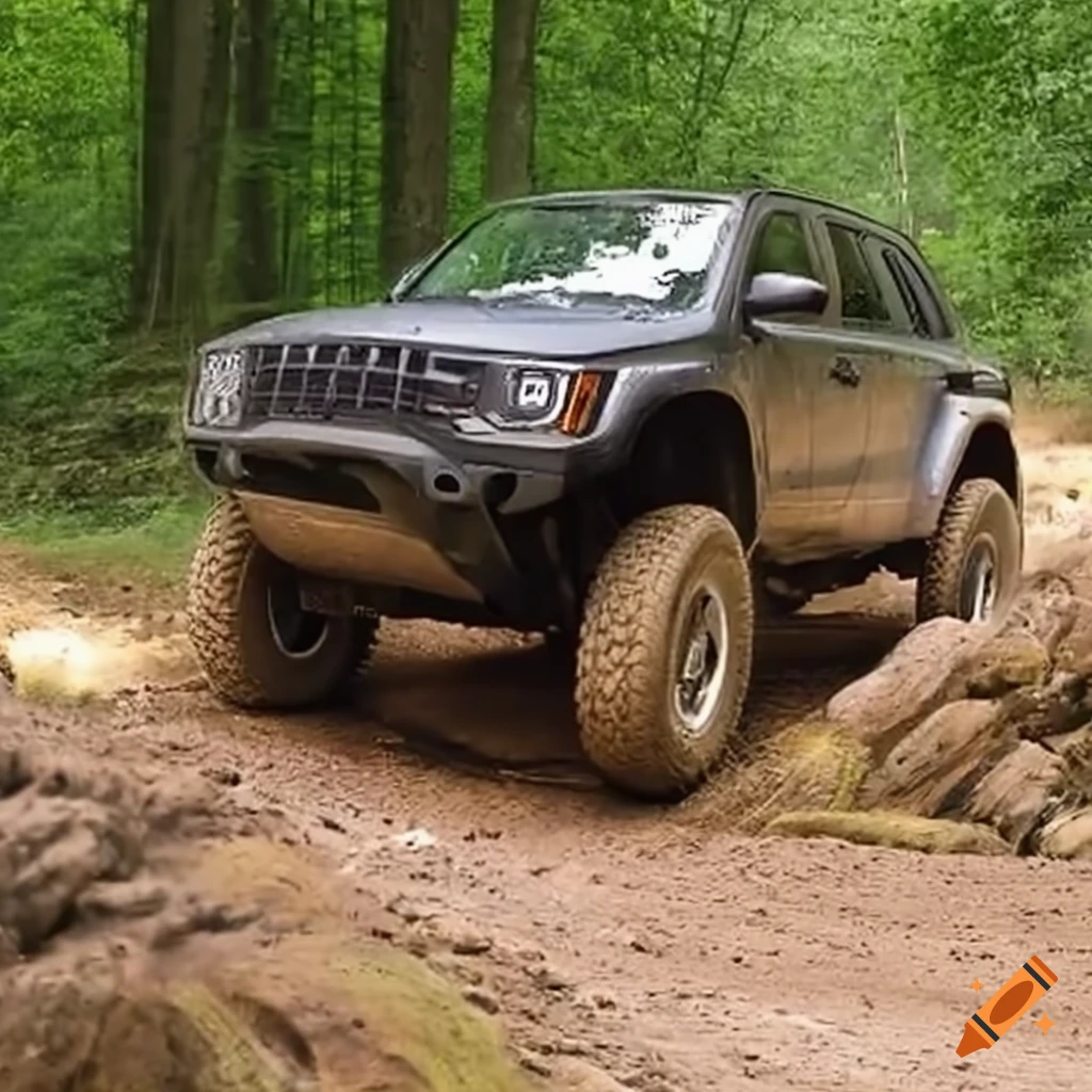 Off-road rally race in the forest on Craiyon