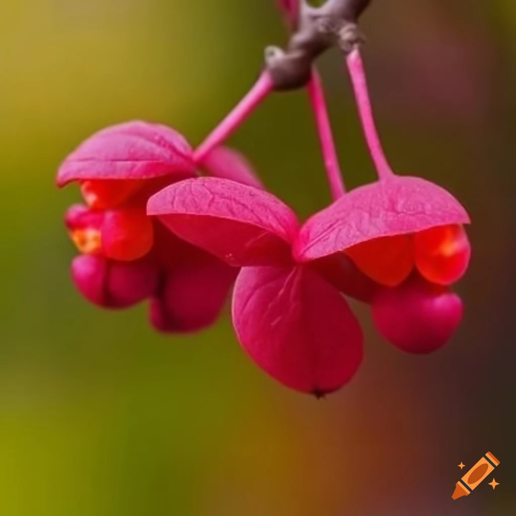 Red fruit of the euonymus europaeus plant