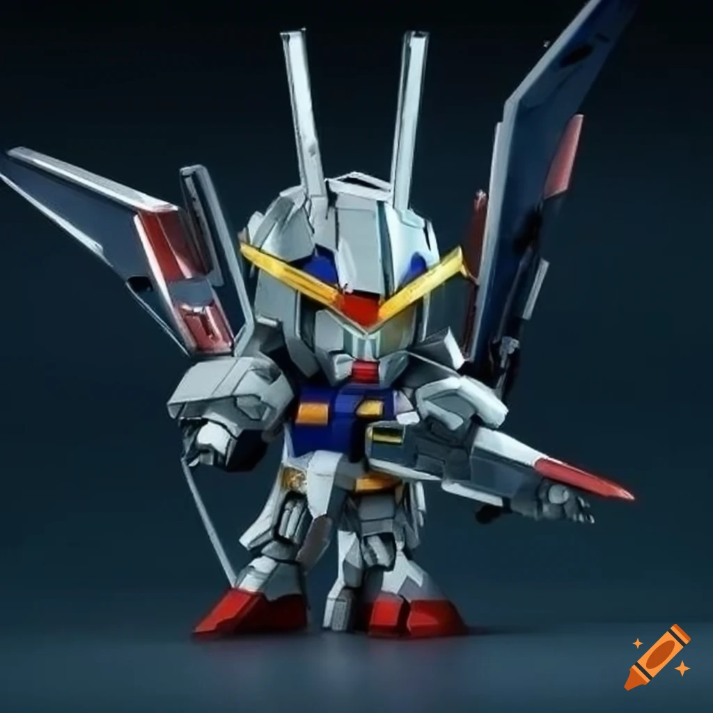 Chibi metallic robot with jetfighter and wings on Craiyon