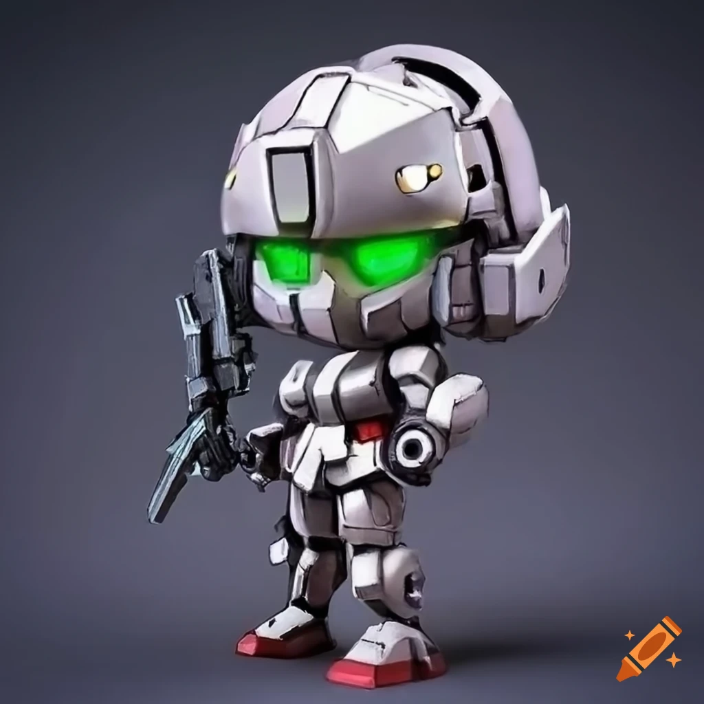 Metallic chibi gundam robot with wings on Craiyon