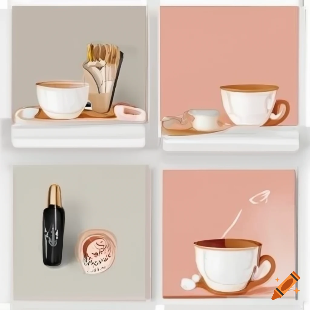 Realistic pastel-colored coffee poster