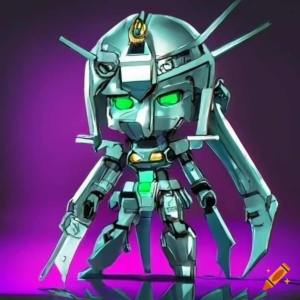 Chibi metallic gundam robot with armor on Craiyon