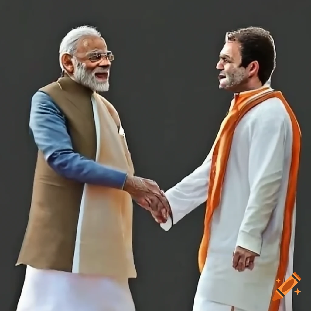 Image of modi and rahul gandhi in a heated debate on Craiyon
