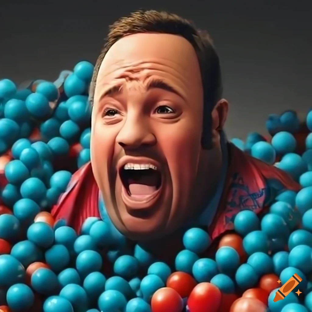 Kevin james stuck in a ball pit on Craiyon