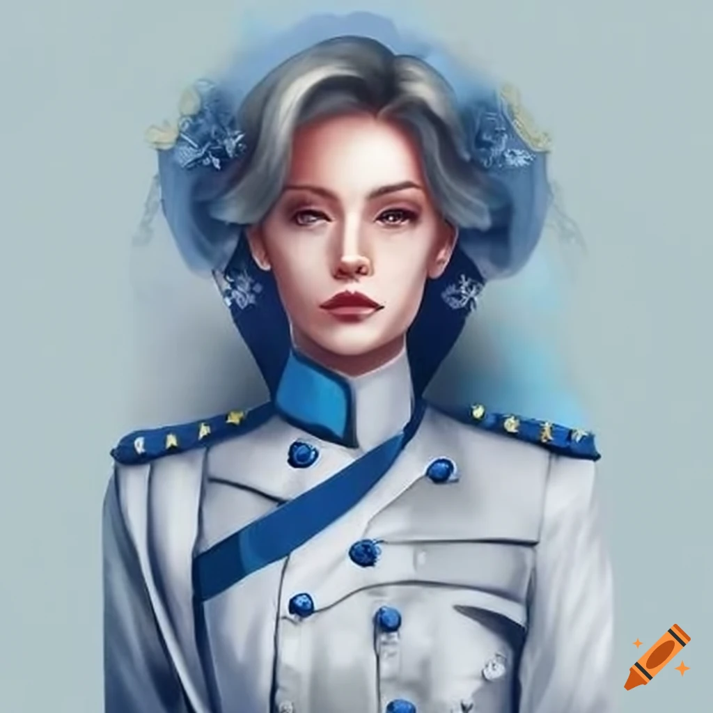 White military uniform with blue accents on Craiyon