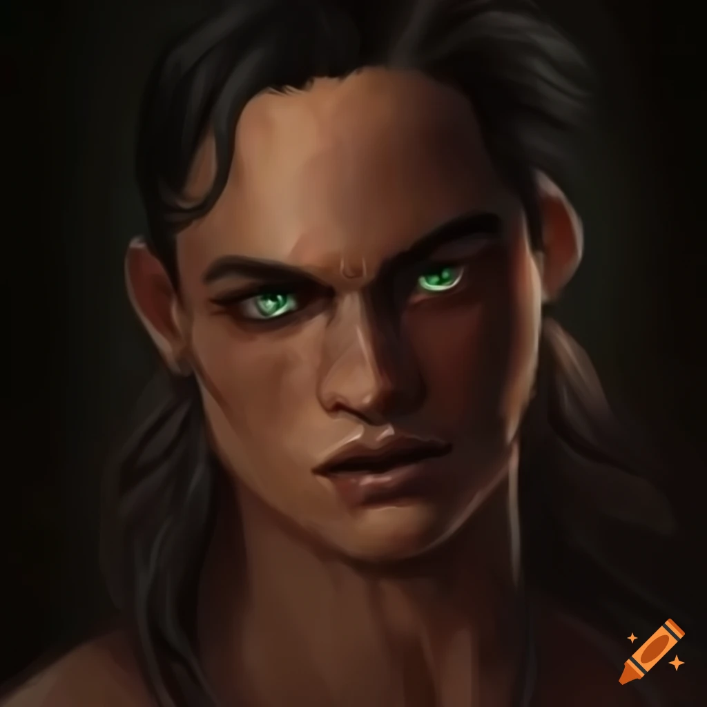 Illustration of a variant human male for d&d on Craiyon