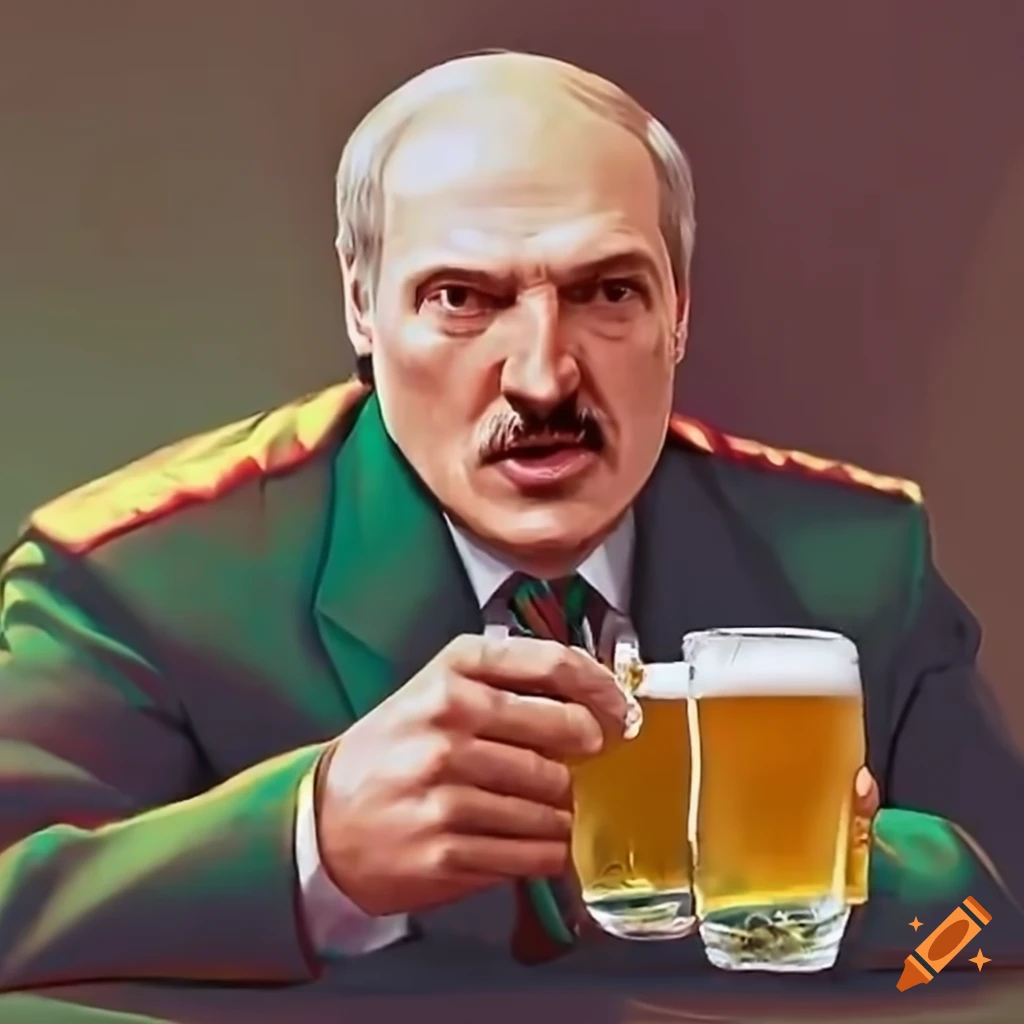 Satirical image of Zhirinovsky and Lukashenko drinking beer on Craiyon