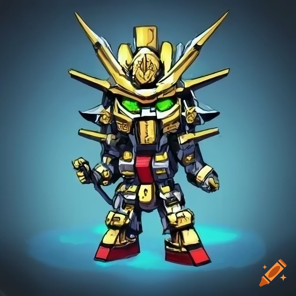 Metallic chibi samurai robot with armor on Craiyon