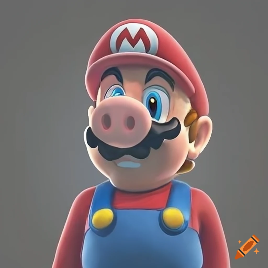 Super mario with a pig nose