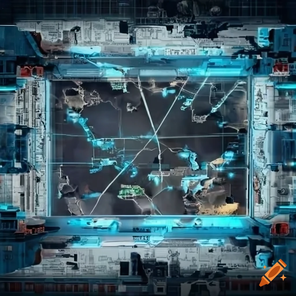 Augmented reality strategy map on futuristic defence table