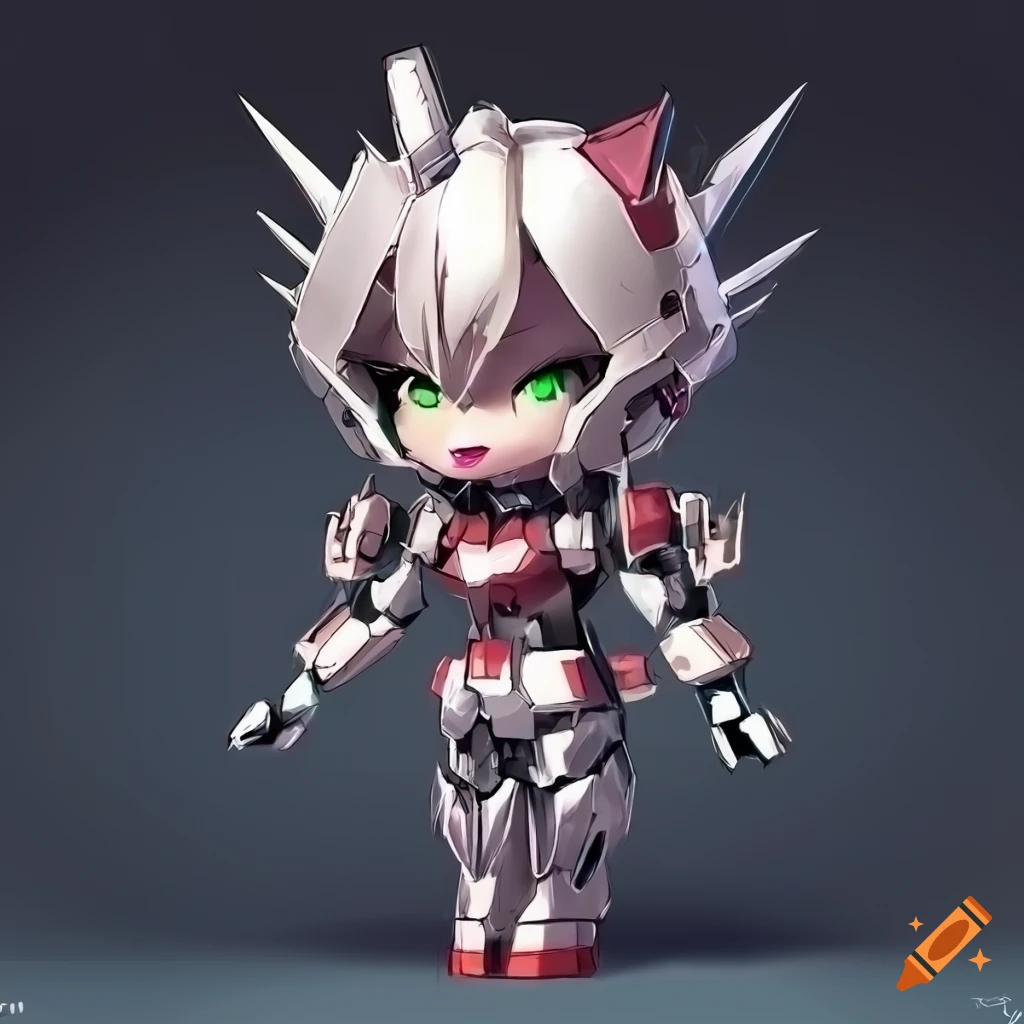 Chibi robot samurai in metallic armor on Craiyon