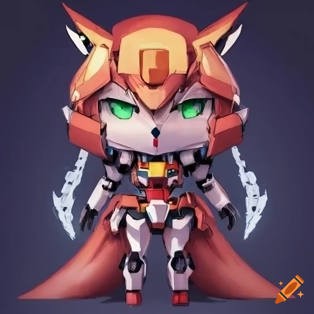 Chibi female gundam robot with metallic armor on Craiyon
