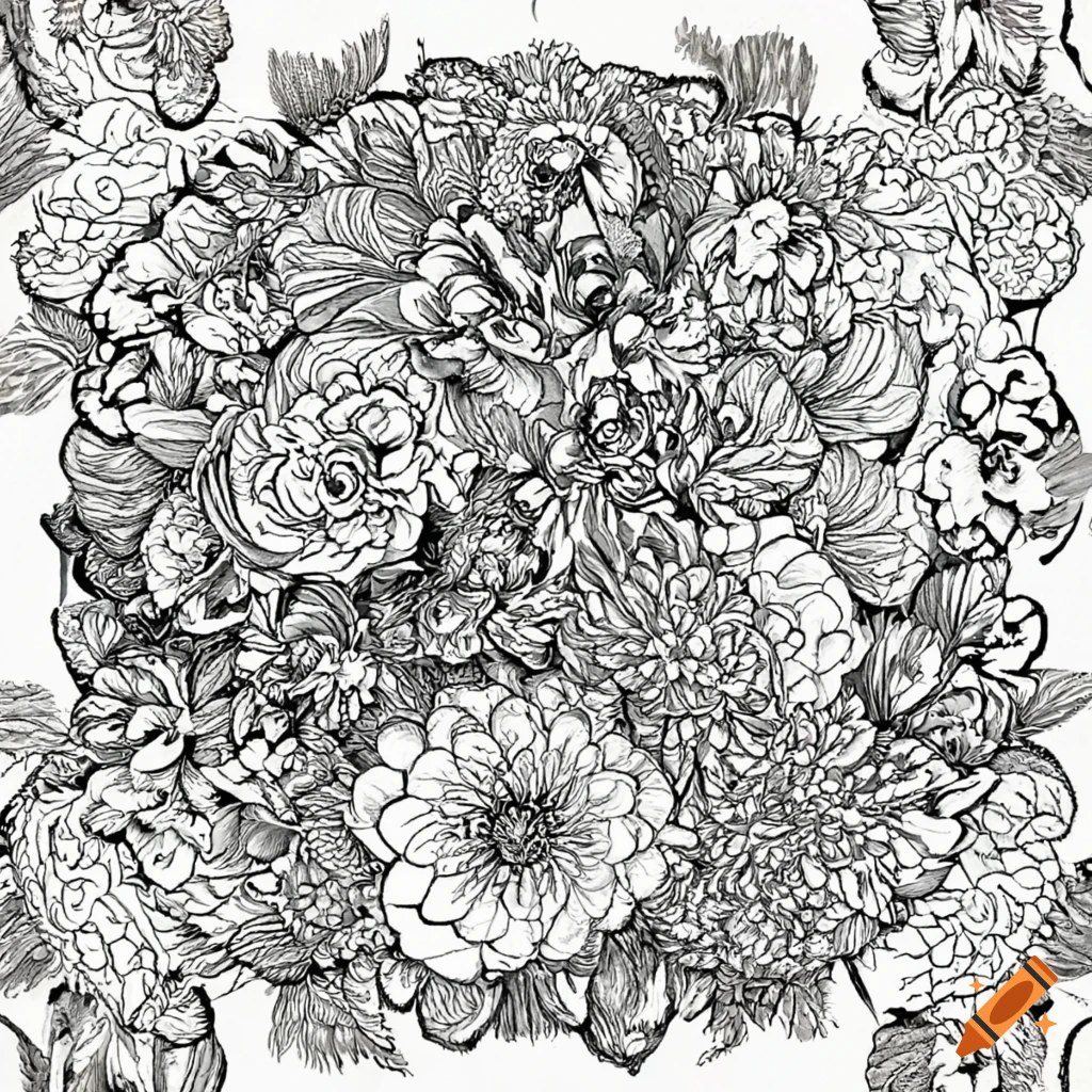 Playful sixties psychedelic black and white line art in coloring book ...