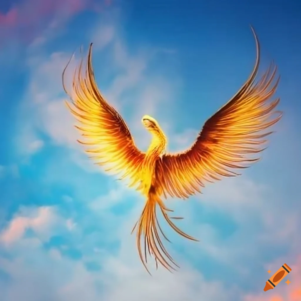 Image of a soaring phoenix in the sky on Craiyon