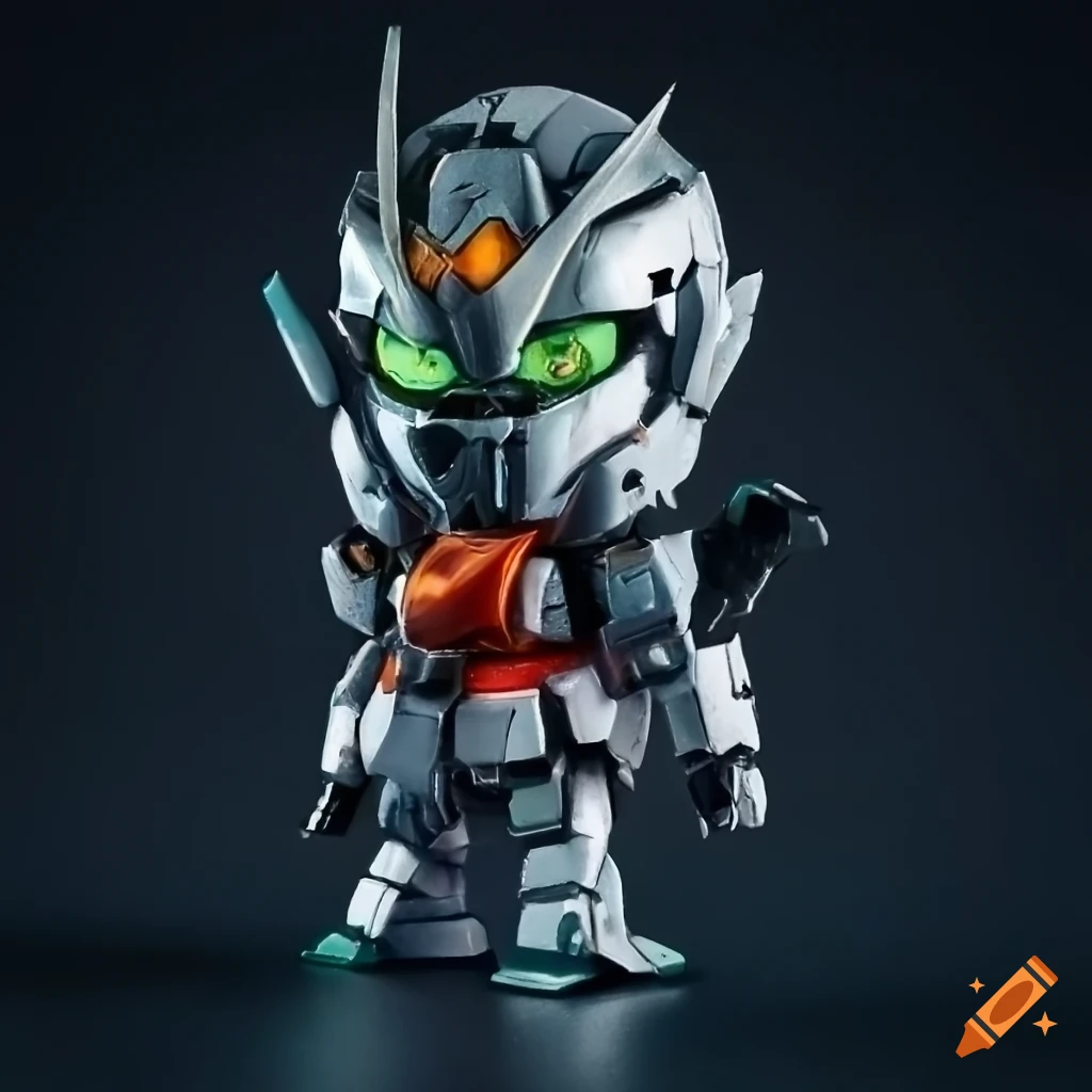 Chibi female ninja robot in black, orange, and white armor on Craiyon