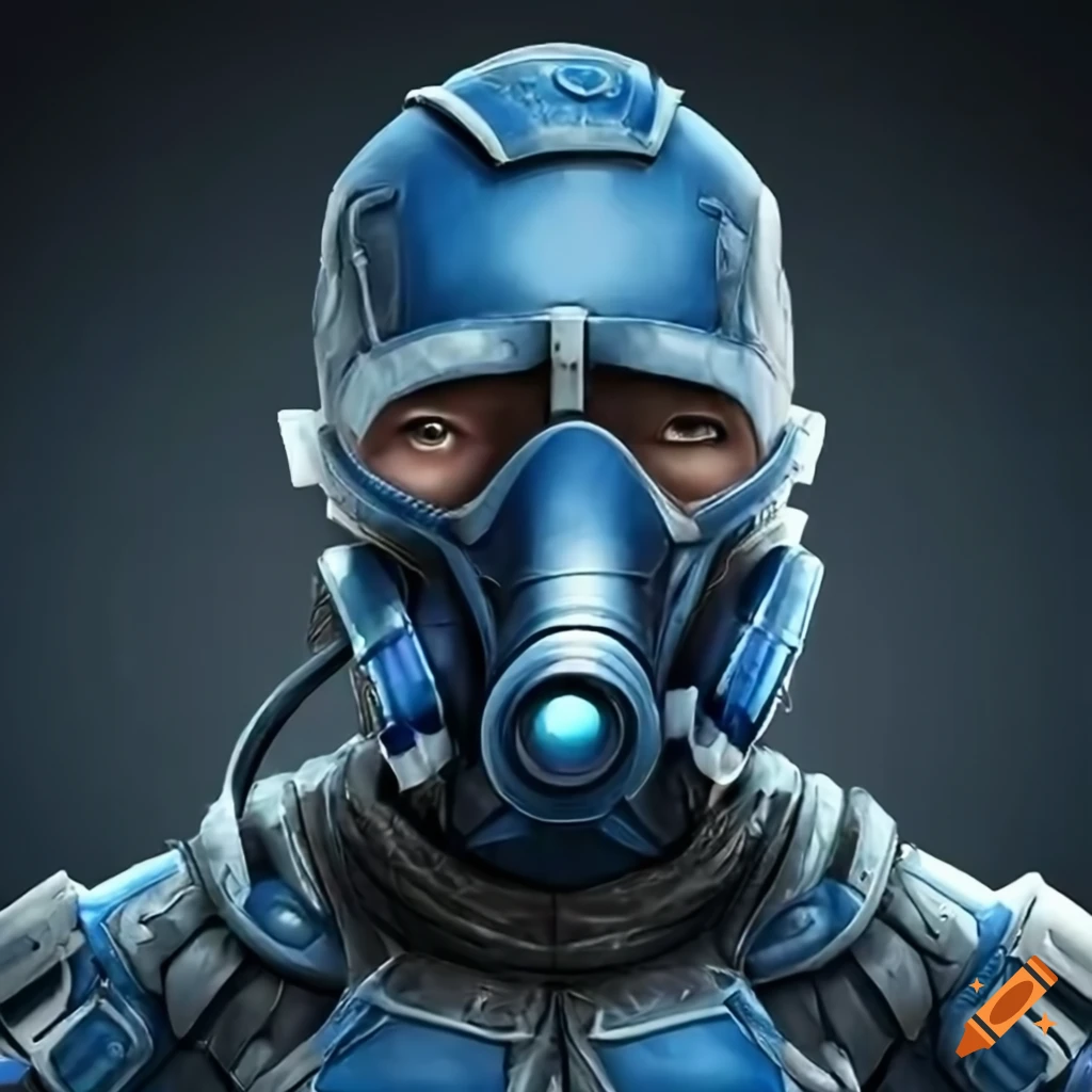 Dark blue high tech armor for a biomedicine assassin