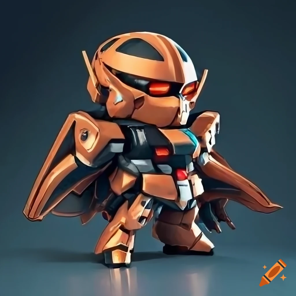 Chibi Gundam Robot With Black Orange White And Grey Colors On Craiyon
