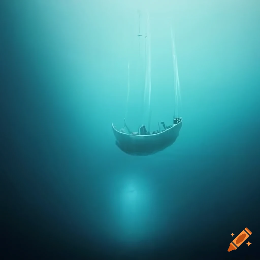 Sinking ship in calm water on Craiyon