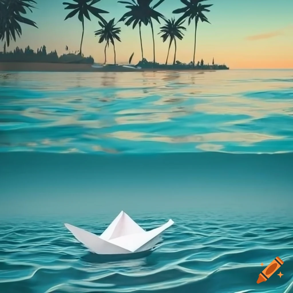 Profile picture with a paper boat floating in water on Craiyon