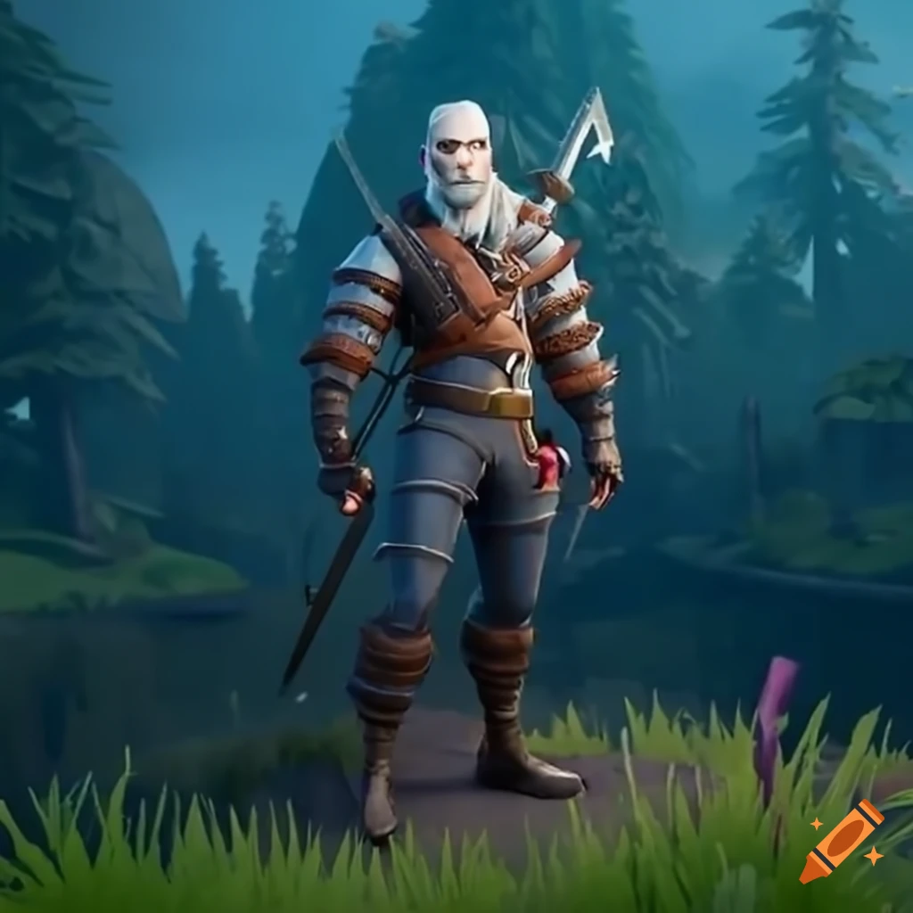 Gerald from The Witcher with a Fortnite skin on Craiyon