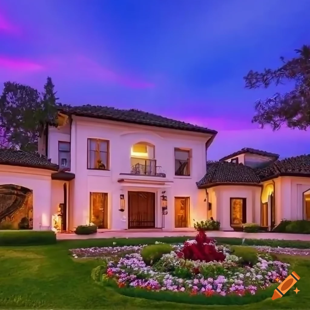 Picture of a glamorous california mansion with cherry blossom trees on ...