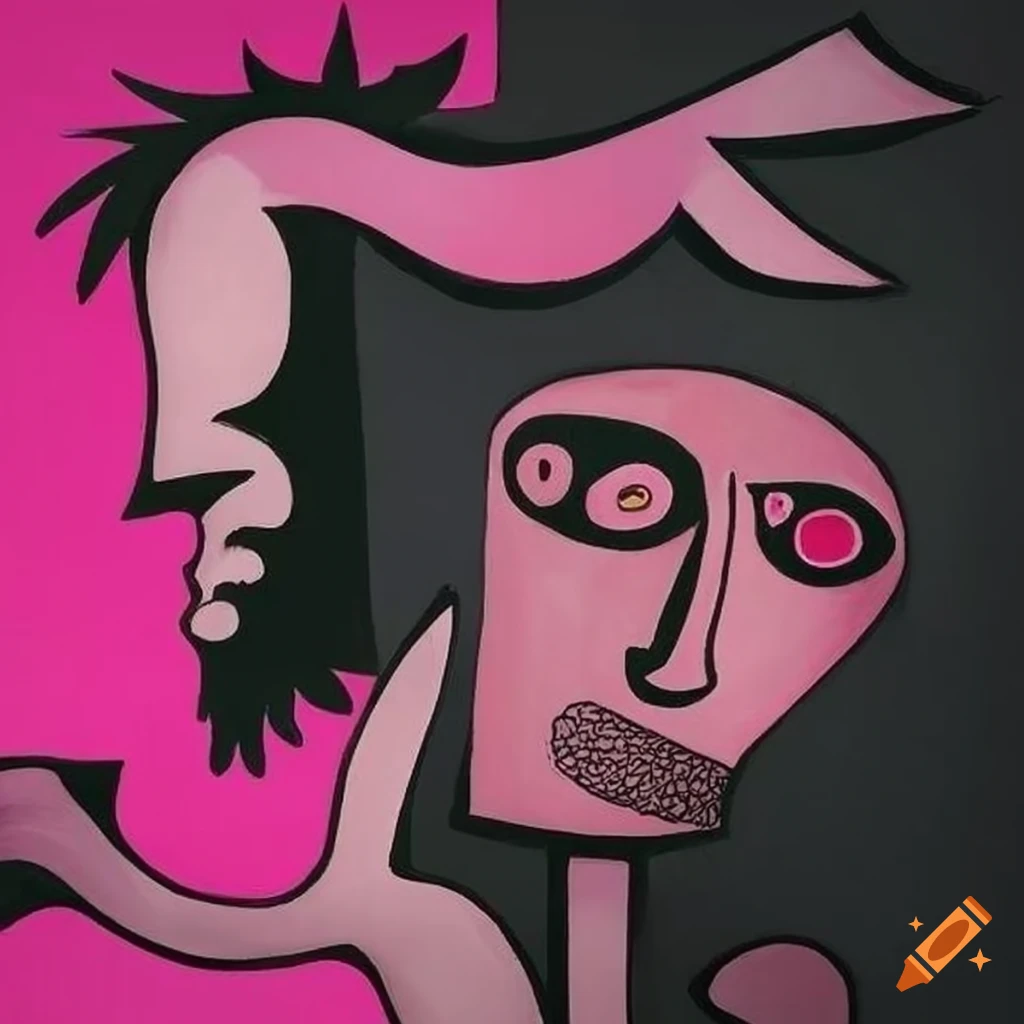Black and pink picasso guernica painting on Craiyon