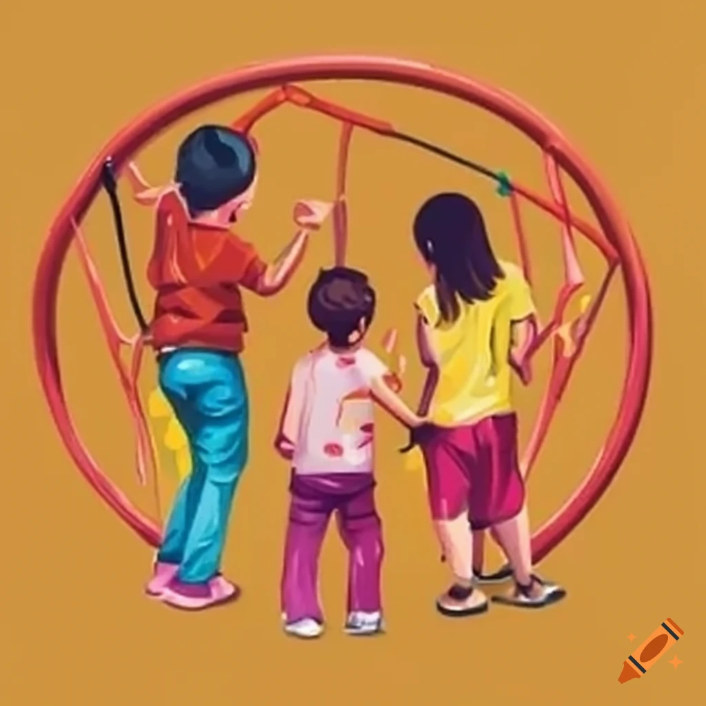 Kids forming a circle on a playground on Craiyon