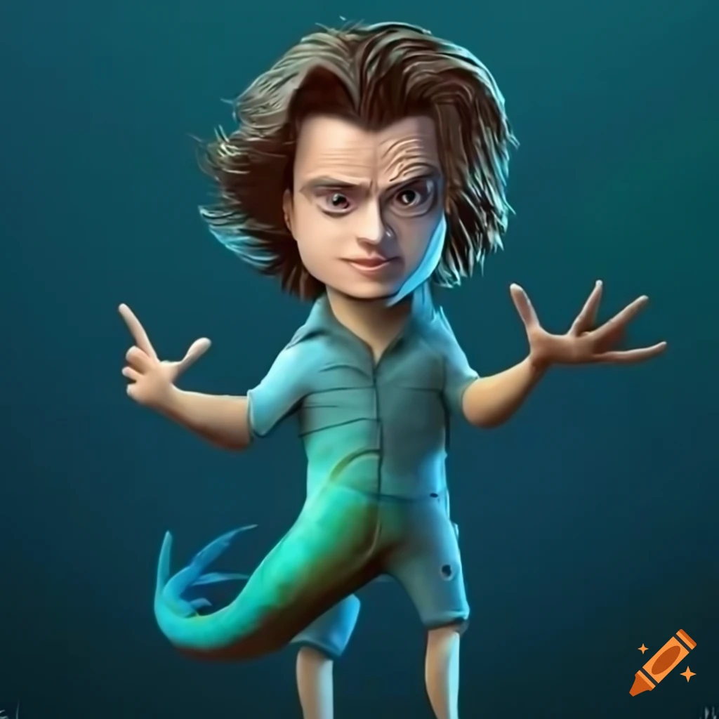 Pixar-style illustration of a sea monster with gills on Craiyon