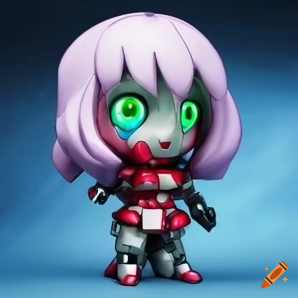 Chibi female gundam robot with googly eyes on Craiyon