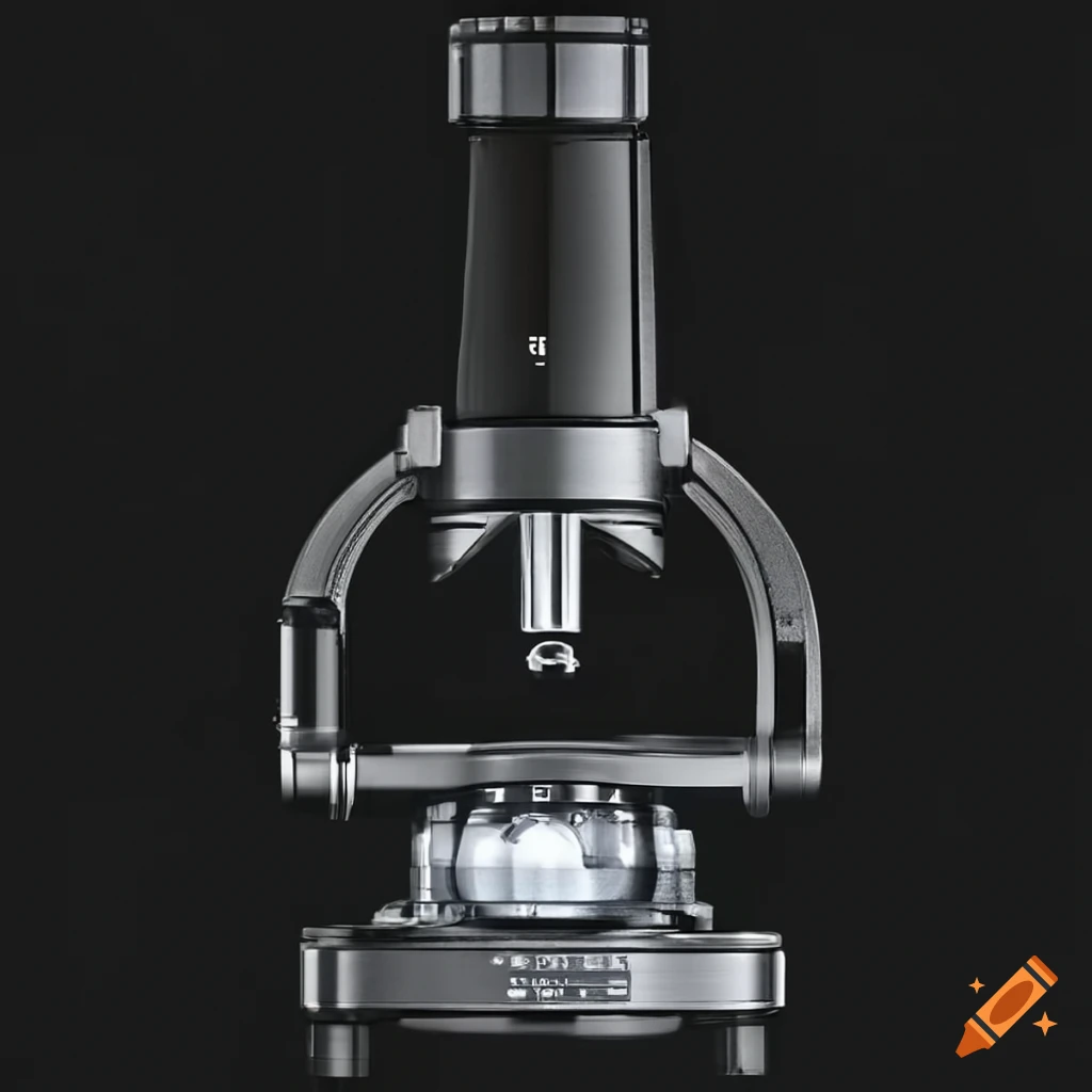 Detailed technical sketch of a microscope on Craiyon