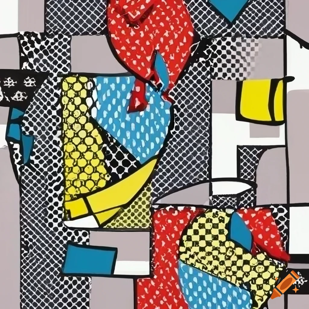 Vibrant pop art collage in roy lichtenstein style