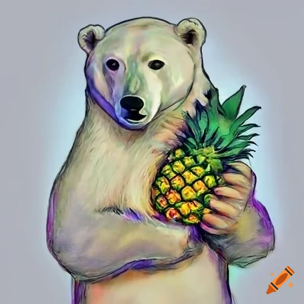 Adorable polar bear with a pineapple on Craiyon