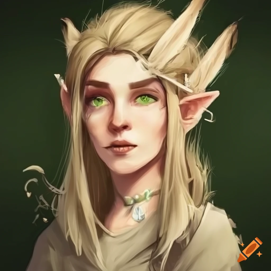 Collage of a wood elf character with blond hair