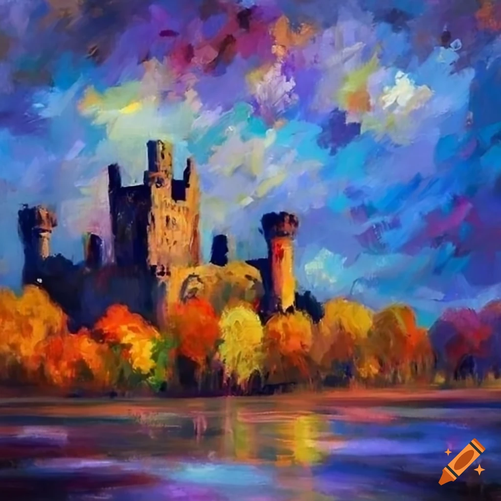 Italian castle in renoir style oil painting on Craiyon