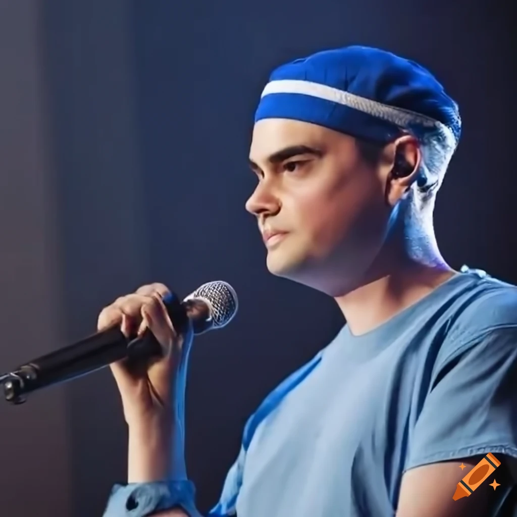 Ben Shapiro performing on stage at a rap concert on Craiyon