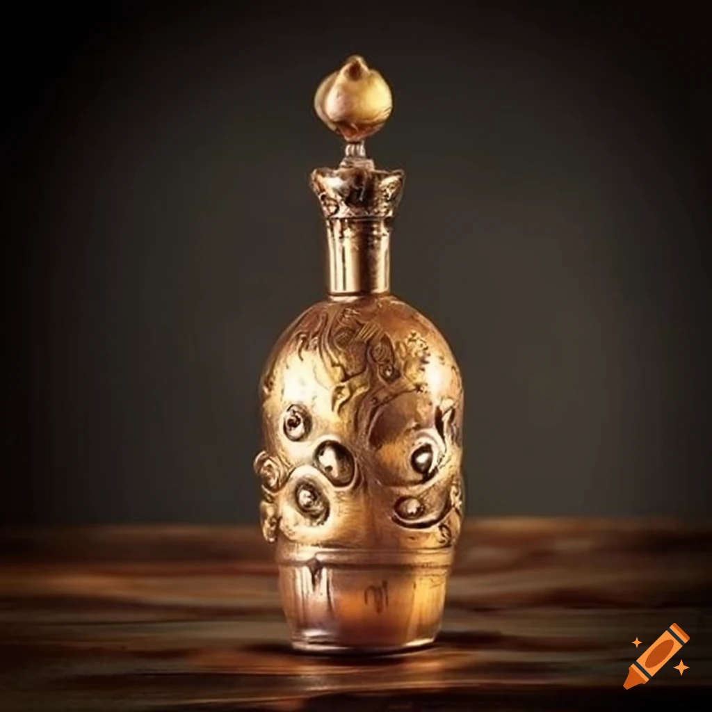 A ceremonial celtic flacon with engraved symbols floating on a deep ...