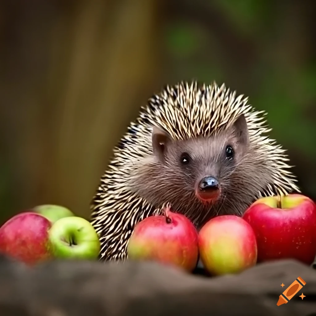 Hedgehog with an apple