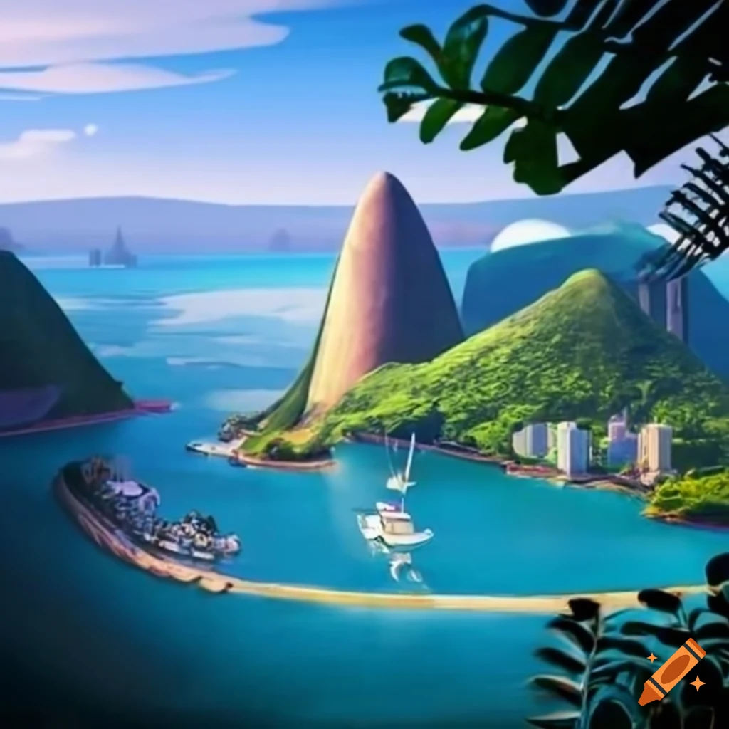 Rio de janeiro, impeccably animated in disney style, in stunning high ...
