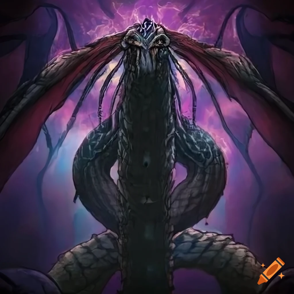 Image of the voidserpent, a winged serpent of the void