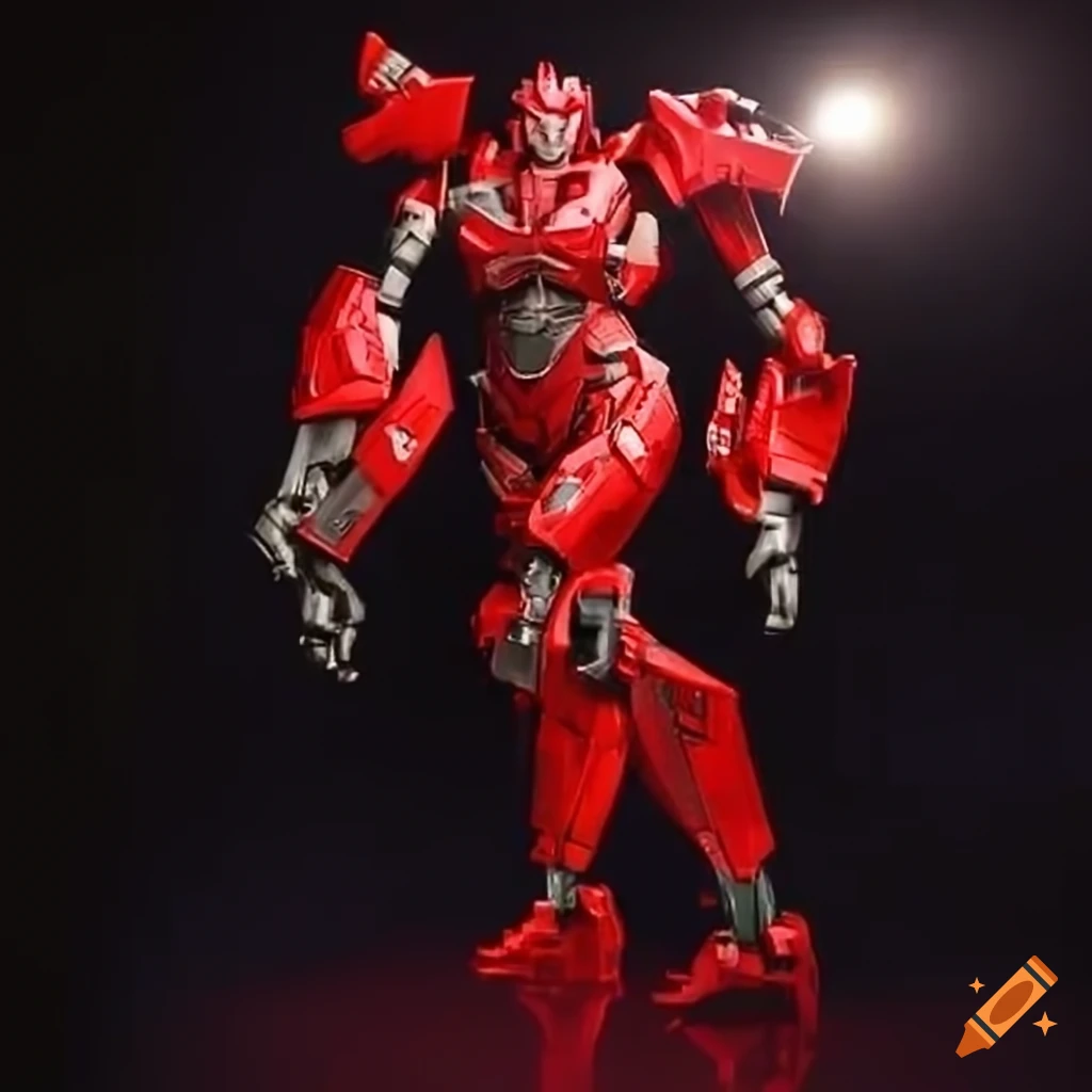 Power armor made of red crystals with jet pack turbines on Craiyon